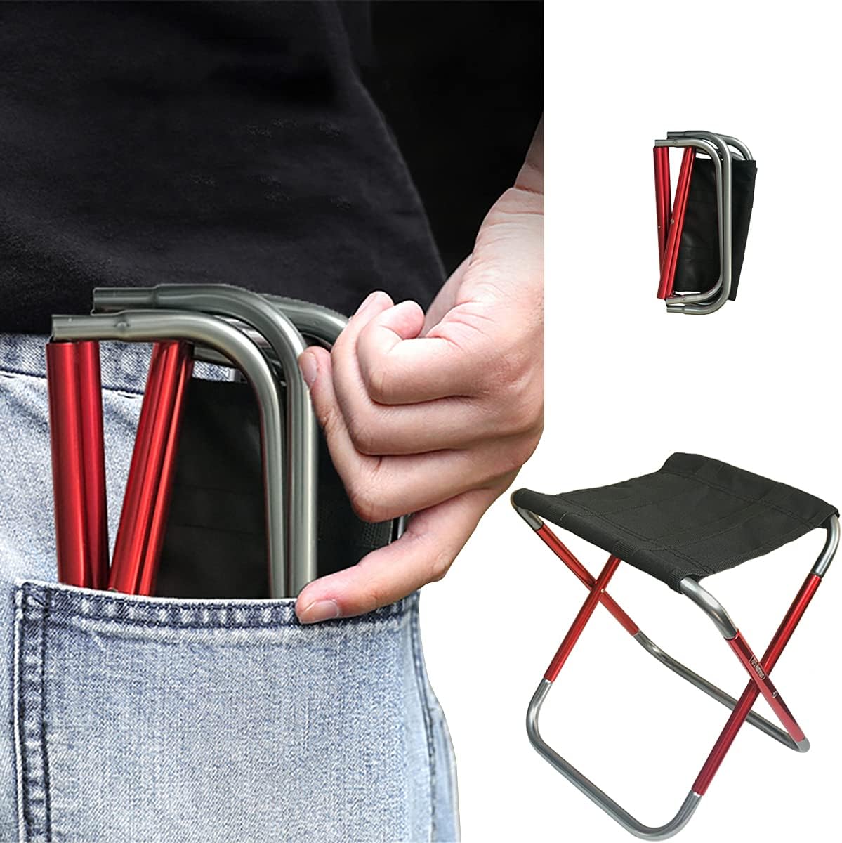 EVER ADVANCED Folding Stool Tripod Tall 53 cm Lightweight Camping Stool ...