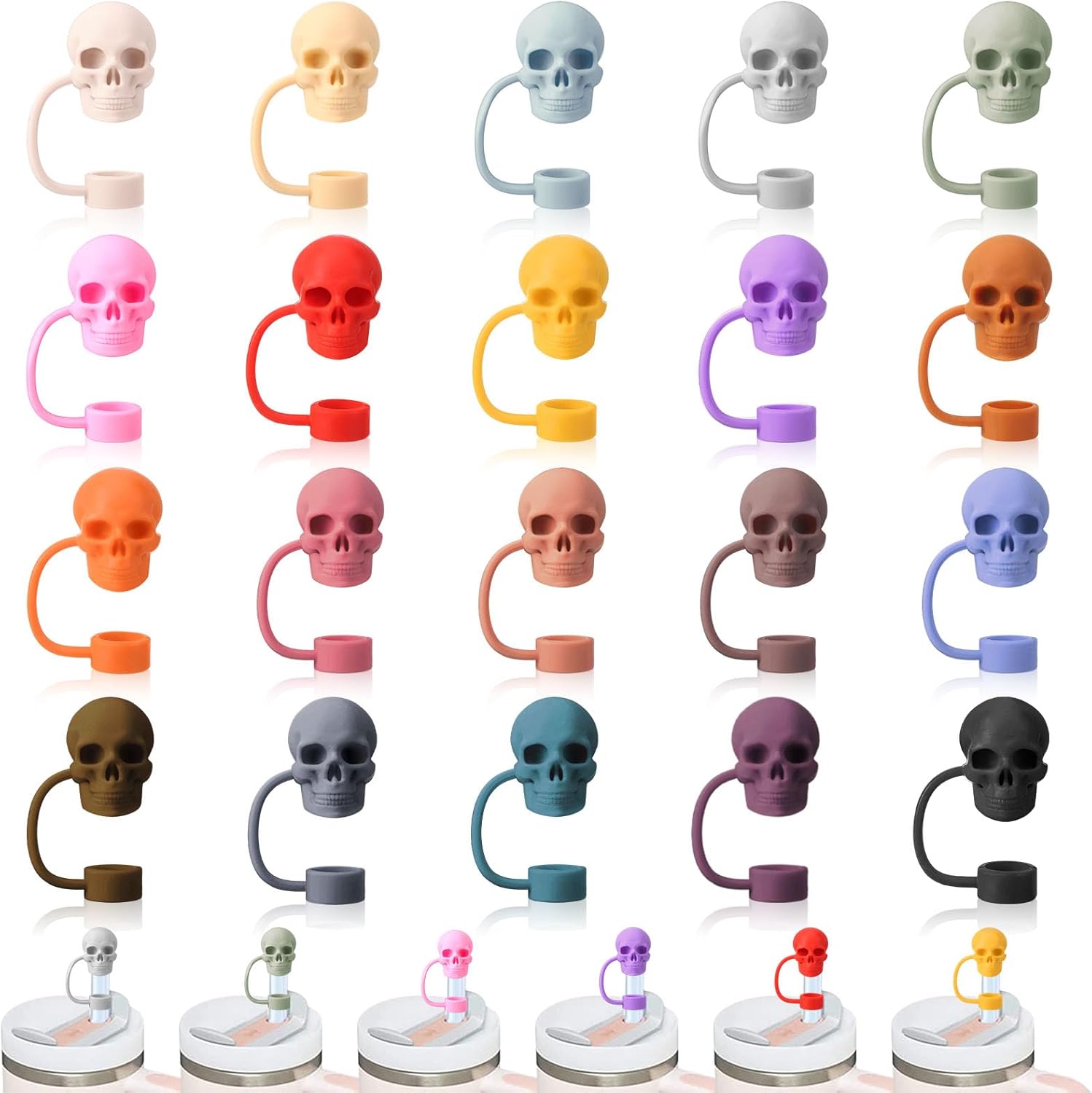 Amazon.com: XLSXEXCL 20 Pcs Skull Straw Cover Caps Compatible with ...