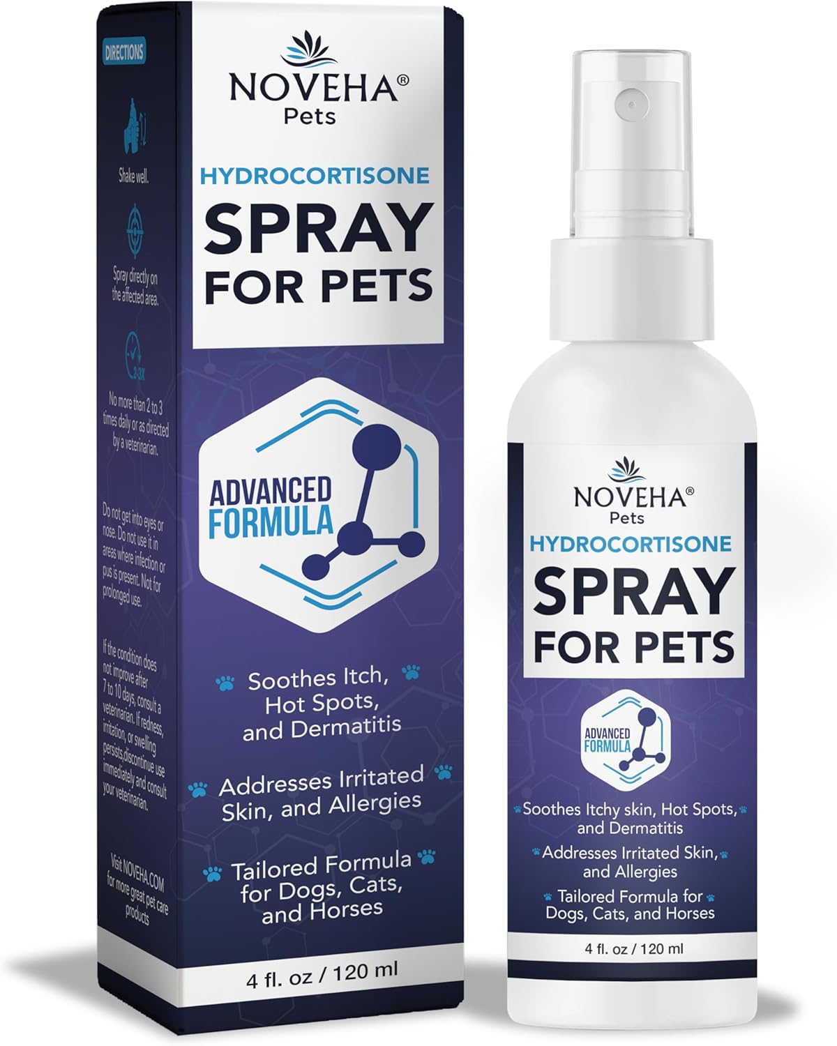 NOVEHA- Spray de hidrocortisona al 1% para Perros, Gatos y Caballos ...
