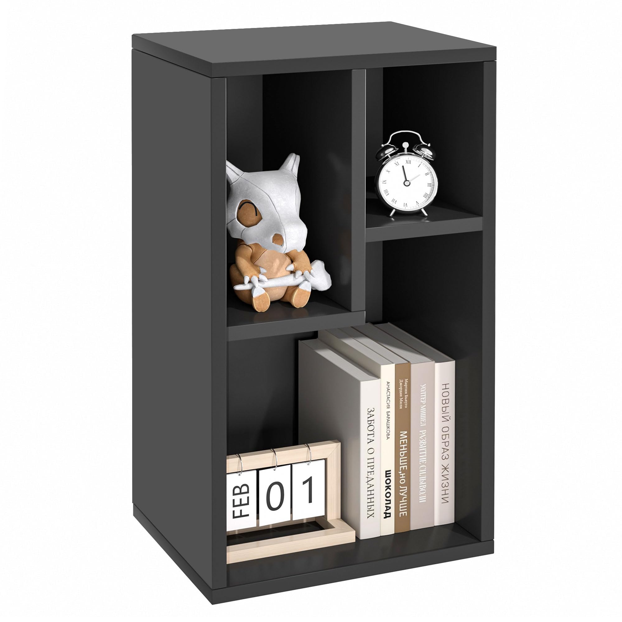 Amazon.com: VECELO Small Bookshelf, 3 Cube Shelf, Fits Tallest ...