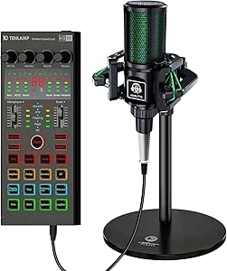 Amazon.com: Live Sound Card Podcast Microphone Kit, tenlamp KB11 Audio ...