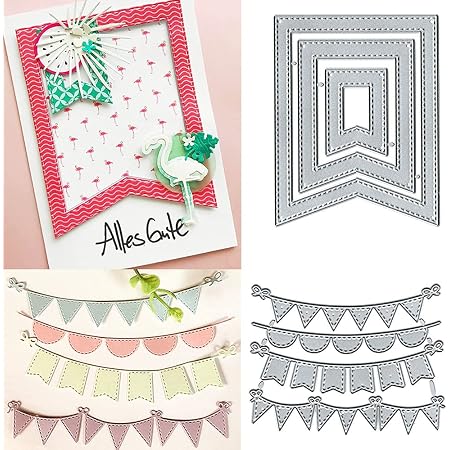 Amazon.com : 4 Pcs/Set Triangle Circle Banners Cutting Dies,DIY ...