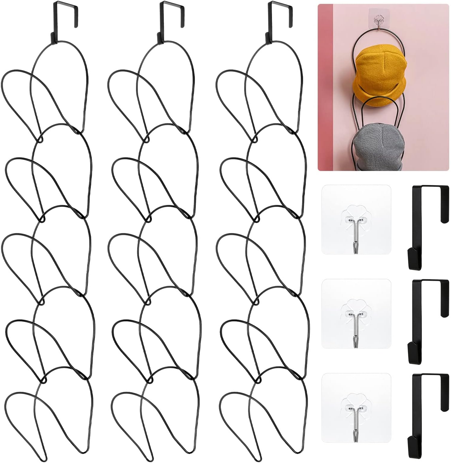 MIVIDE 15 Pack Hat Rack, Hat Holder for Hat Storage, Cap Rack Organiser ...