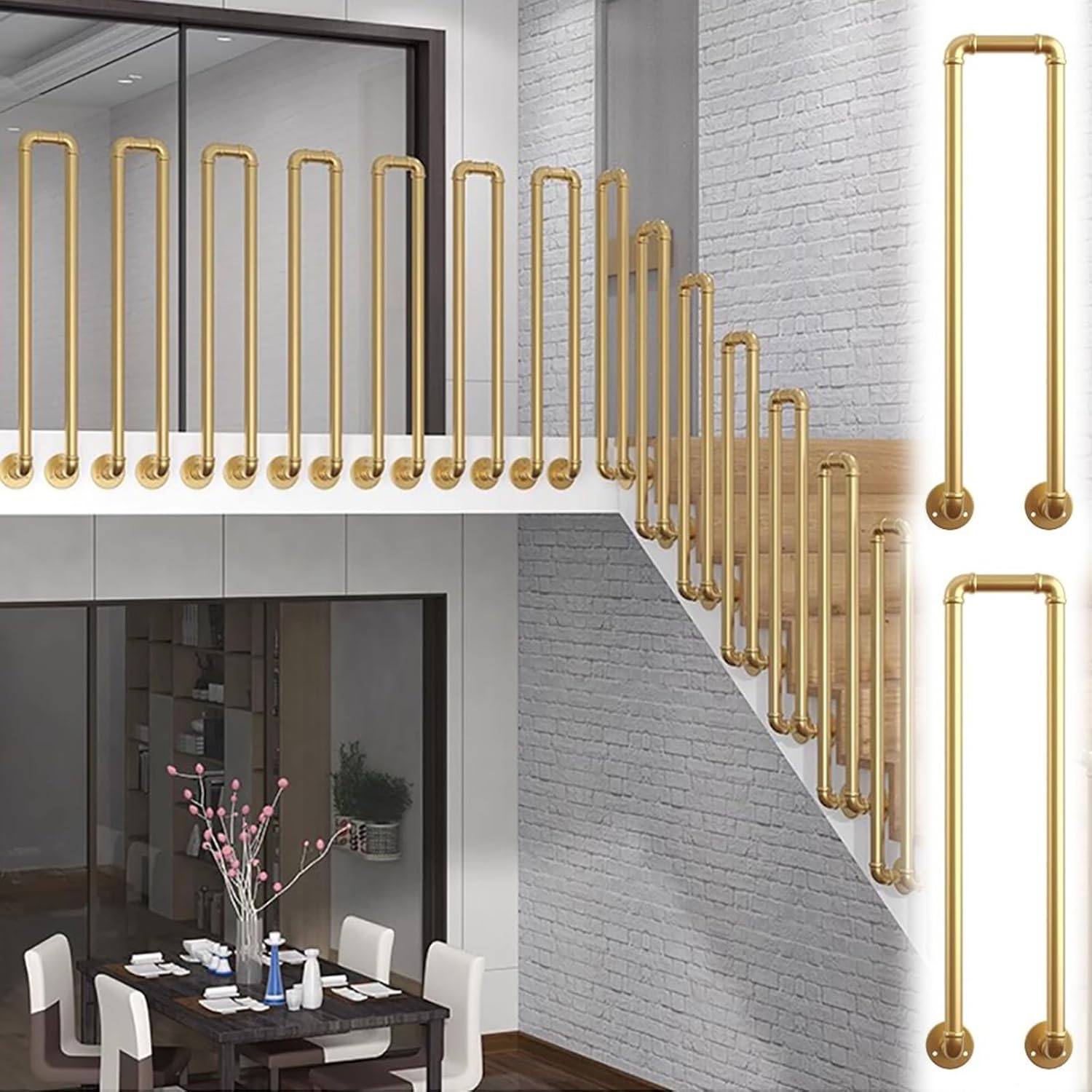 Amazon.com: Gold U-shaped Stairs Handrail Side Mount - Industrial ...