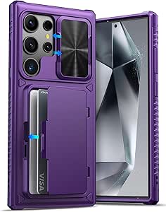 Amazon.com: ATATOO for Samsung Galaxy S24 Ultra Case with Card Holder (Store 4-5 Cards) & Slide ...