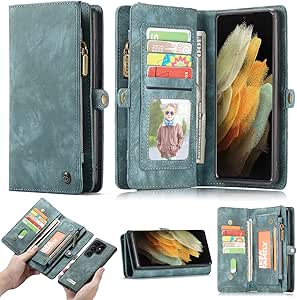 Amazon.com: Compatible with Samsung Galaxy S25 Ultra Leather Wallet Detachable Magnetic Case ...