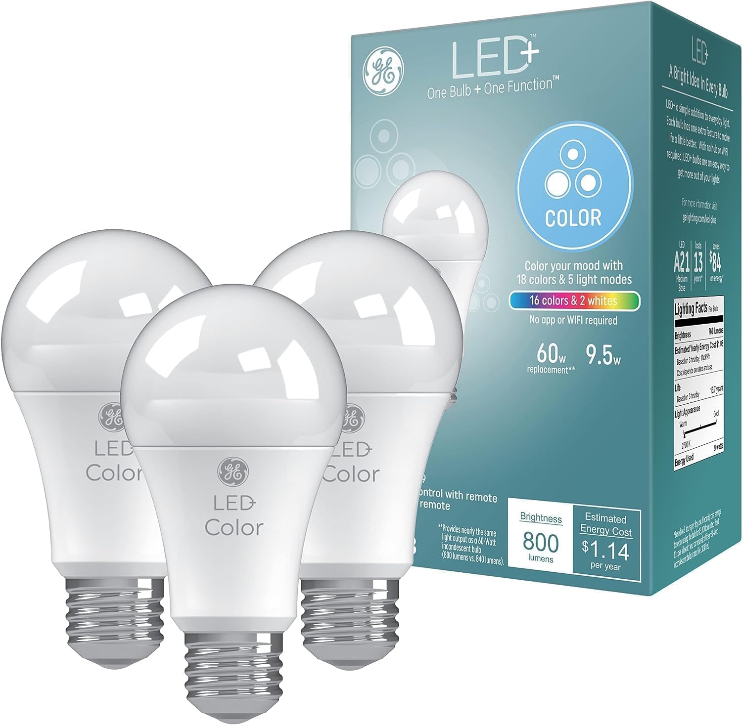 C by GE A19 C-Life Smart LED Light Bulb by GE Lighting, 2-Pack, Works ...