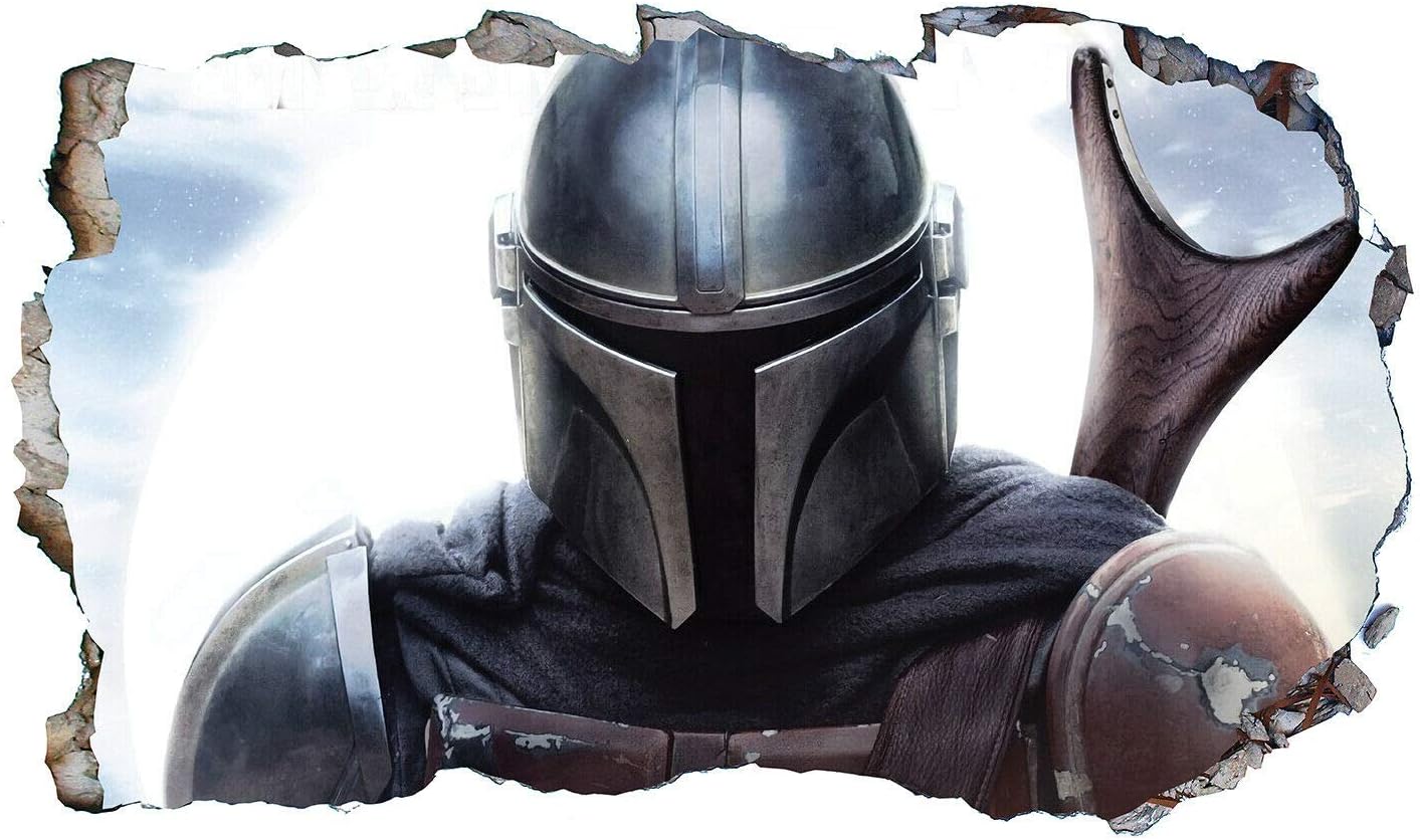 The Mandalorian V002 3D Magic Window Wall Crack Wall Smash Wall Sticker ...