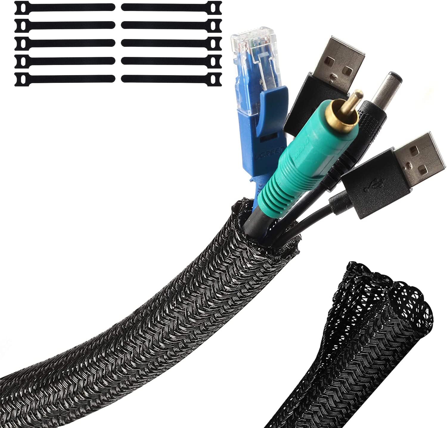 Manchon de Cable Gaine 2M Souple Ajustable AGPTEK, Gestion des Cables ...