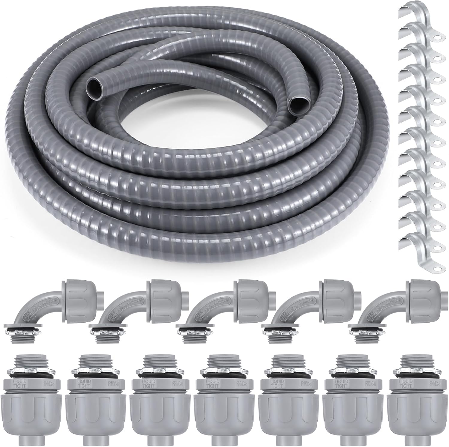 Hosuly 35 ft Electrical Liquid Tight Conduit and Connector Kit Flexible ...