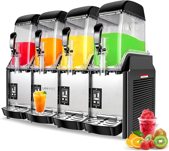 Amazon.com: LEEVOT Commercial Slushie Machine - 4×12L Tanks Margarita ...