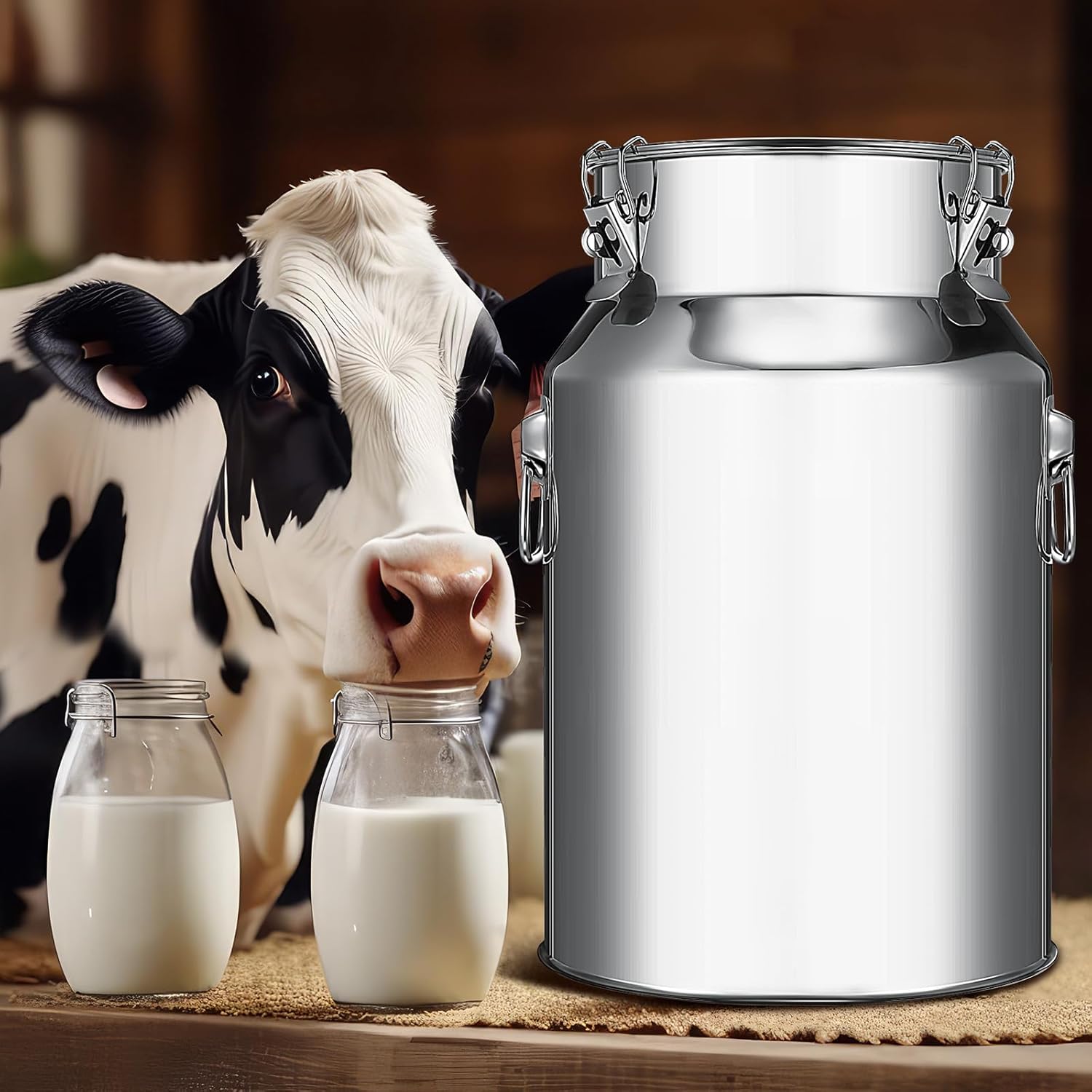 Amazon.com | Tandefio Stainless Steel Milk Can 18 L Metal Stainless ...