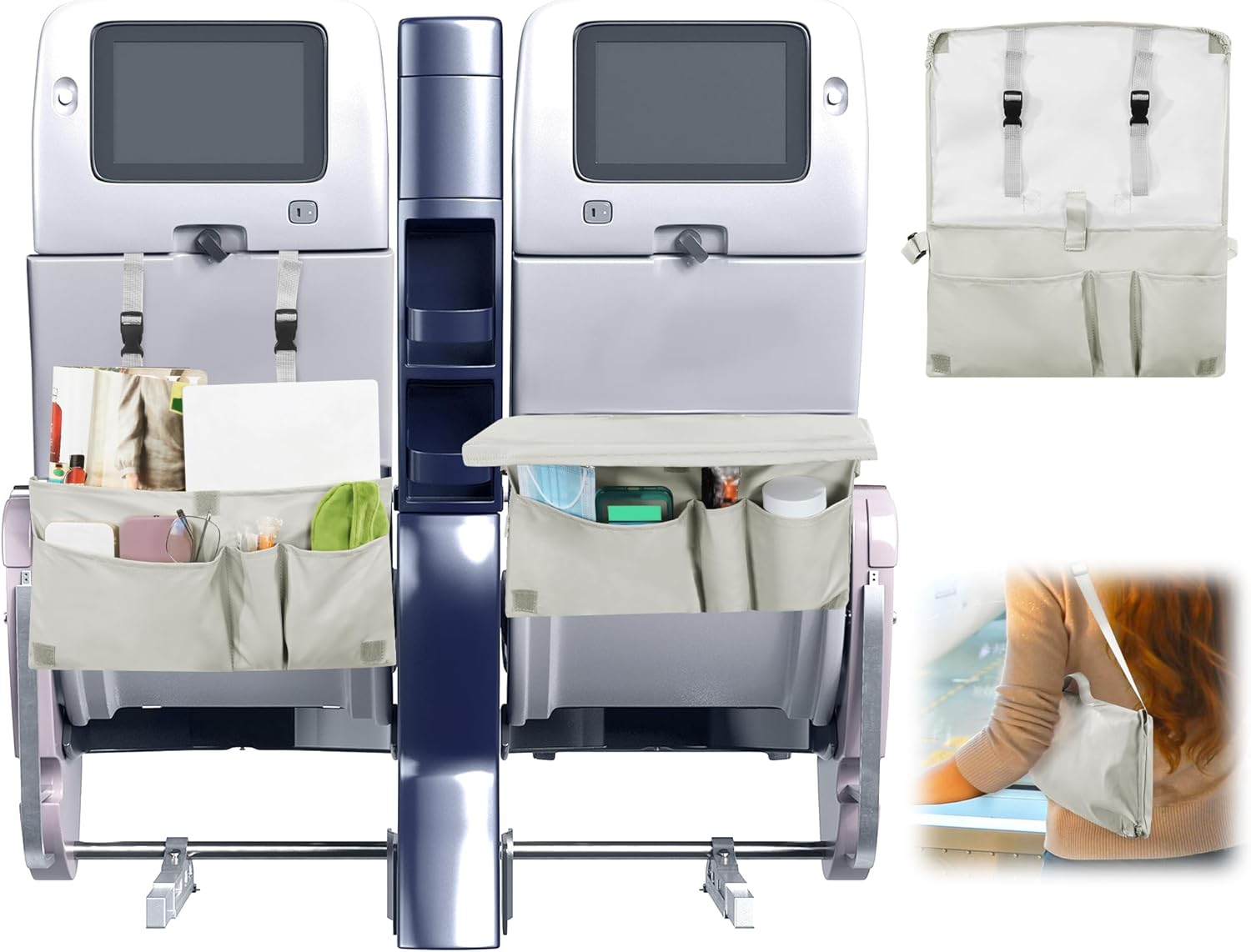 Amazon.com: BALAPET Waterproof PU Airplane Seat Organizer with Tray ...
