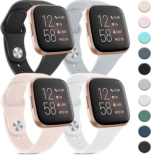 4 Pack Silicone Bands Compatible with Fitbit Versa 2 / Fitbit Versa ...