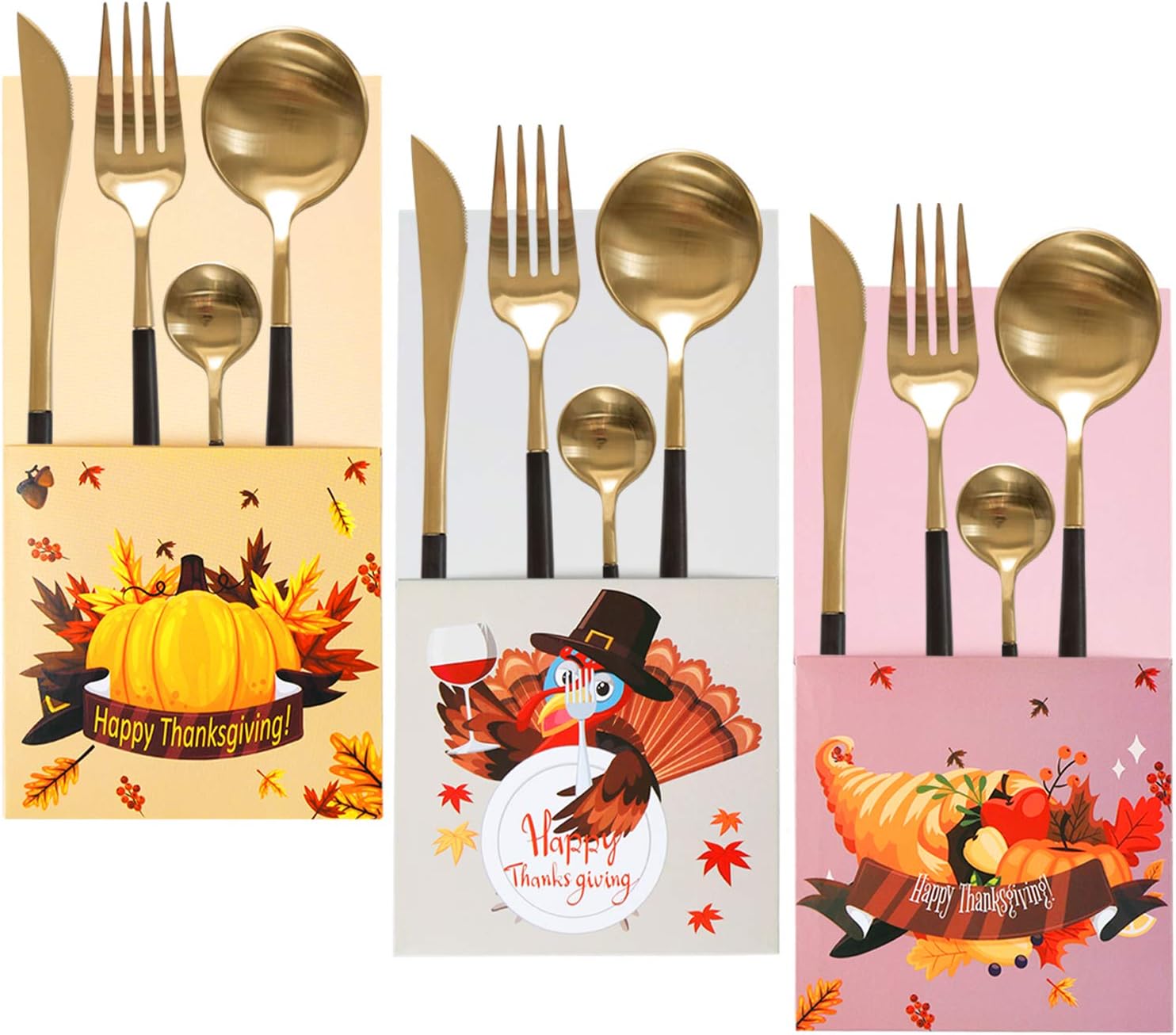 Amazon.com - Thanksgiving Silverware Cutlery Holders - Turkey Fall ...