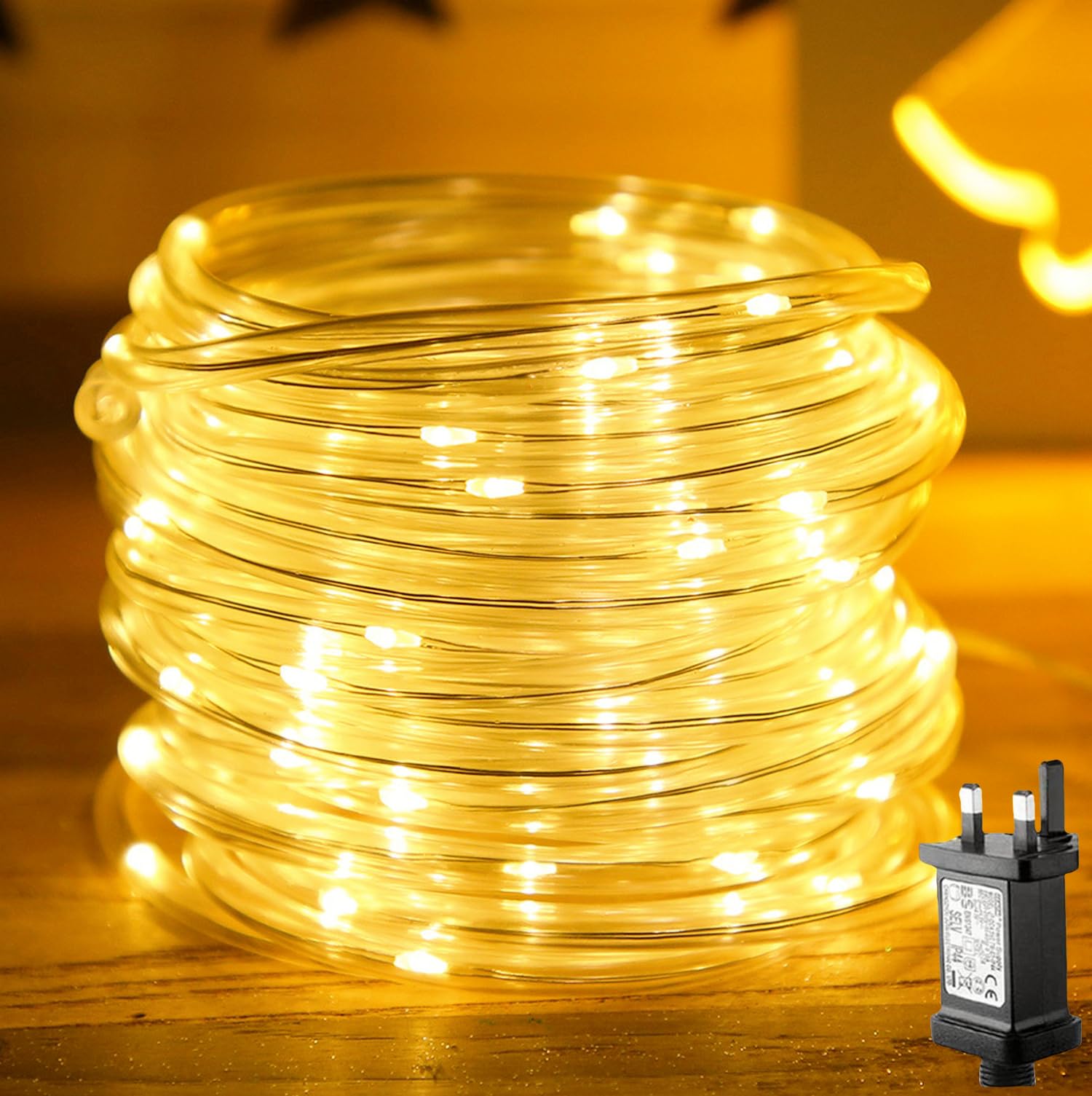 Outdoor Rope Lights, 20M/66FT 200 LED Christmas Rope Lights Plug in 8 ...