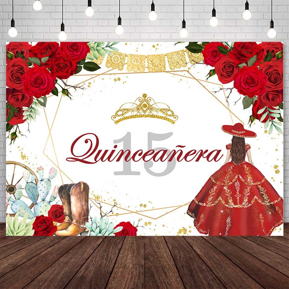 Aibiin 7x5ft Quinceanera 15th Western Cowgirl Birthday Backdrop Mis ...