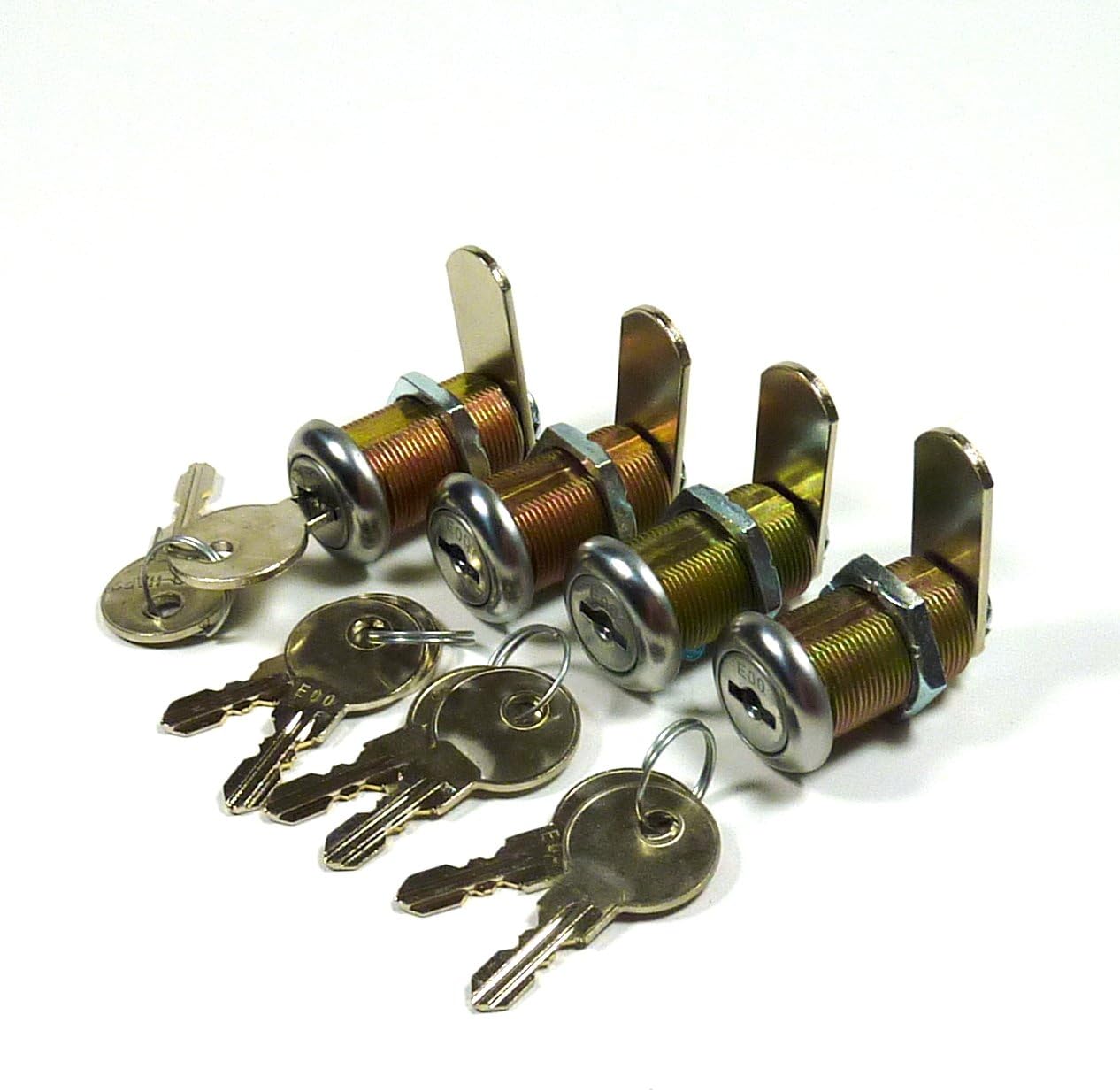 4/Pk 1-1/8" Double Bitted Cam Lock with 6-Disc Tumbler, Keyed Alike ...