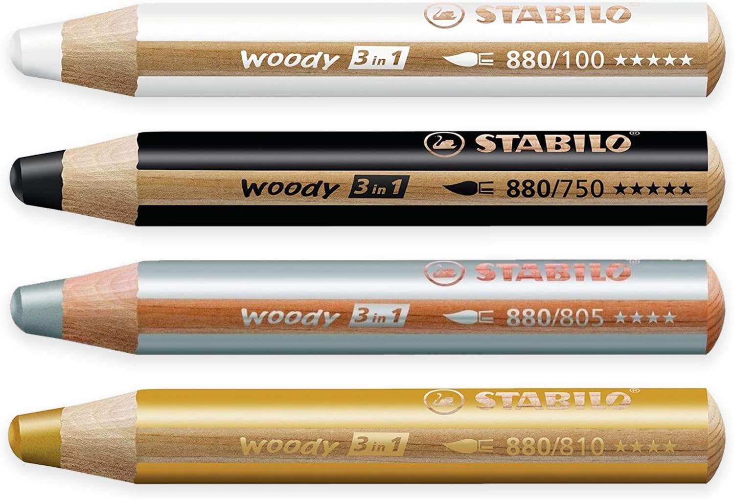 STABILO Multi-talented Pencil woody 3-in-1 - Pack of 2 Pencils - Black ...