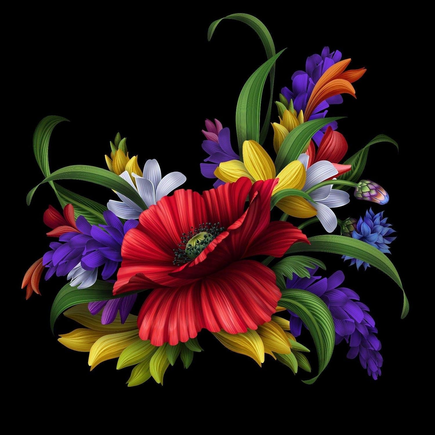 Amazon.com: Red Poppy Bouquet Helmet Motorcycle Car Vinyl Sticker Decal ...