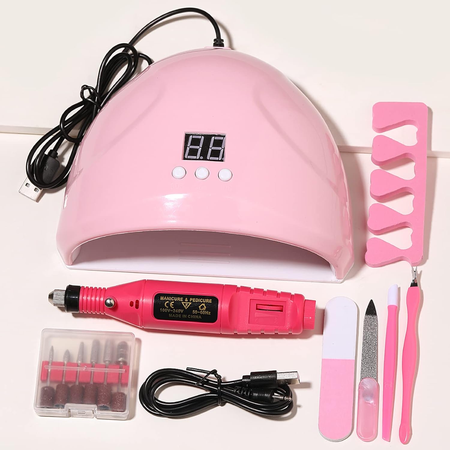 Amazon.com: 7 In 1 Nail Art Tool Set,Nail Lamp, Nail Polish, Glue ...