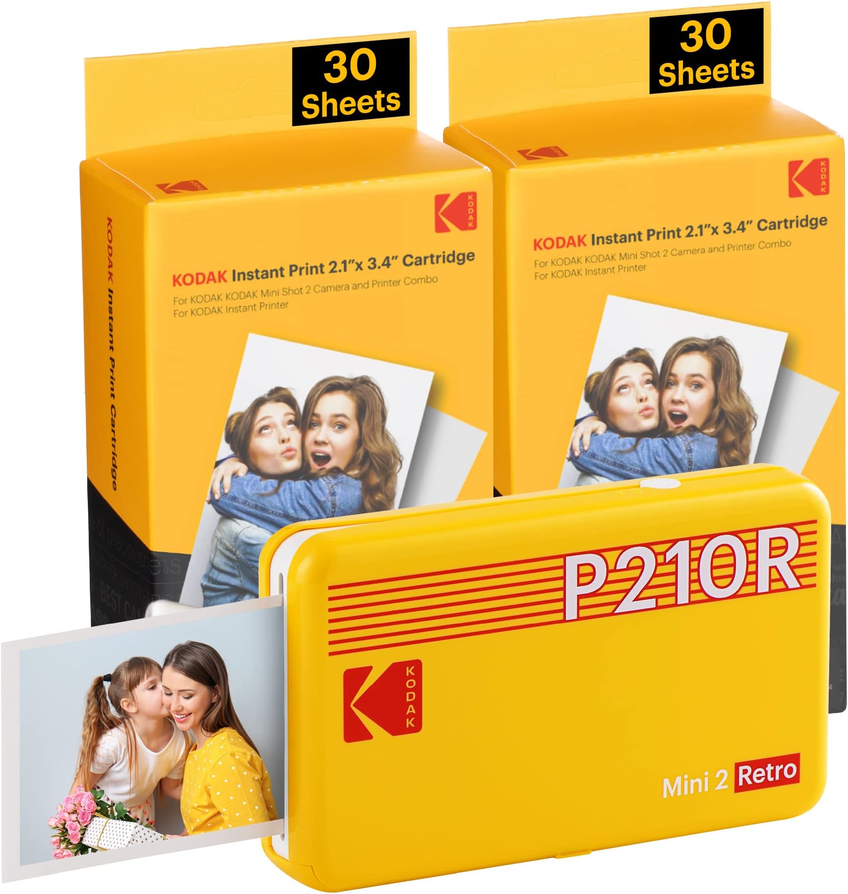 Amazon.com: KODAK Mini 2 Retro 4PASS Portable Photo Printer (2.1x3.4 ...