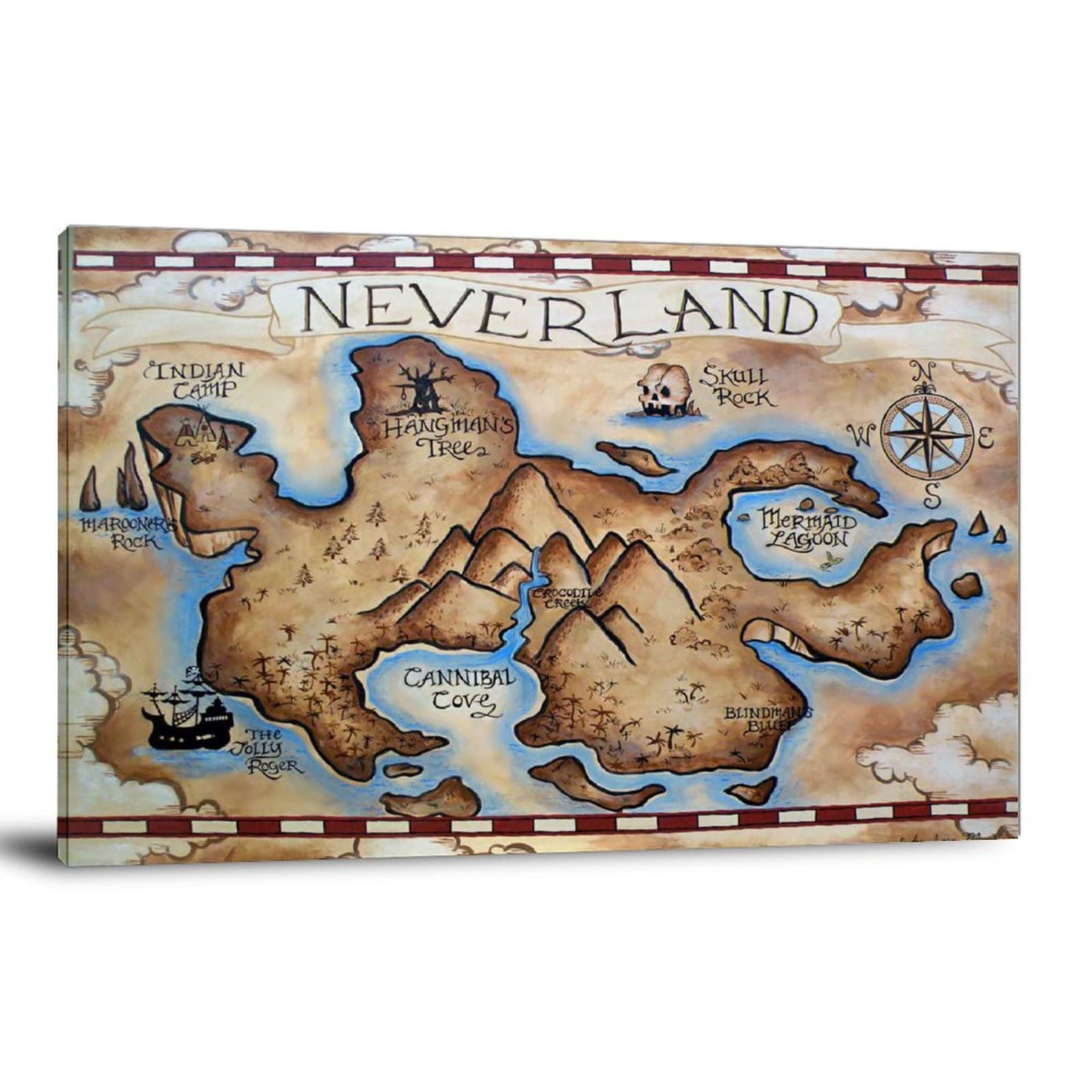 Peter Pan Neverland Map Poster