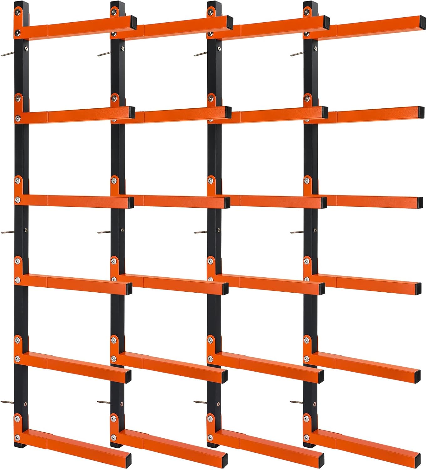 Yaocom 4 Pack Metal Lumber Storage Rack 6 Level Wall Mount Wood ...