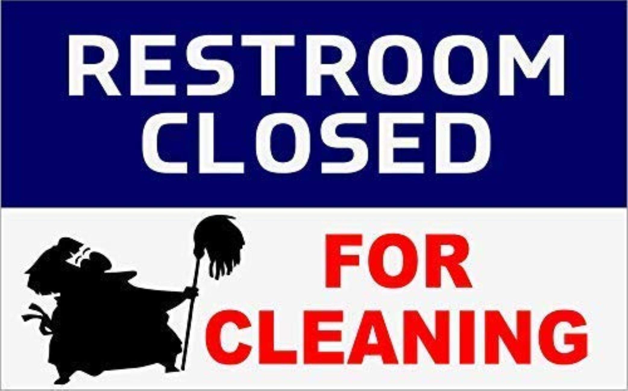 Restroom Closed for Cleaning Sign Board BLUE, Size 12 X 9 inch in 3 mm ...