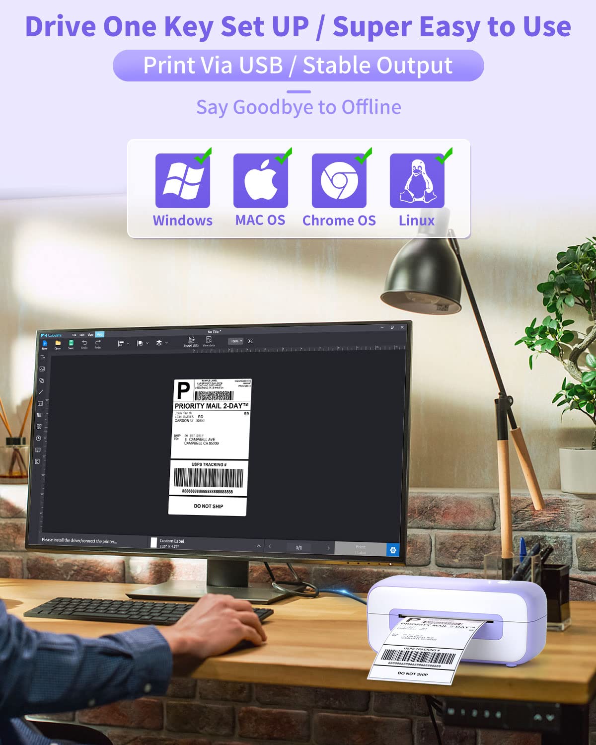 Snapklik.com : Phomemo B246D Purple 4x6 Thermal Label Printer For Small ...