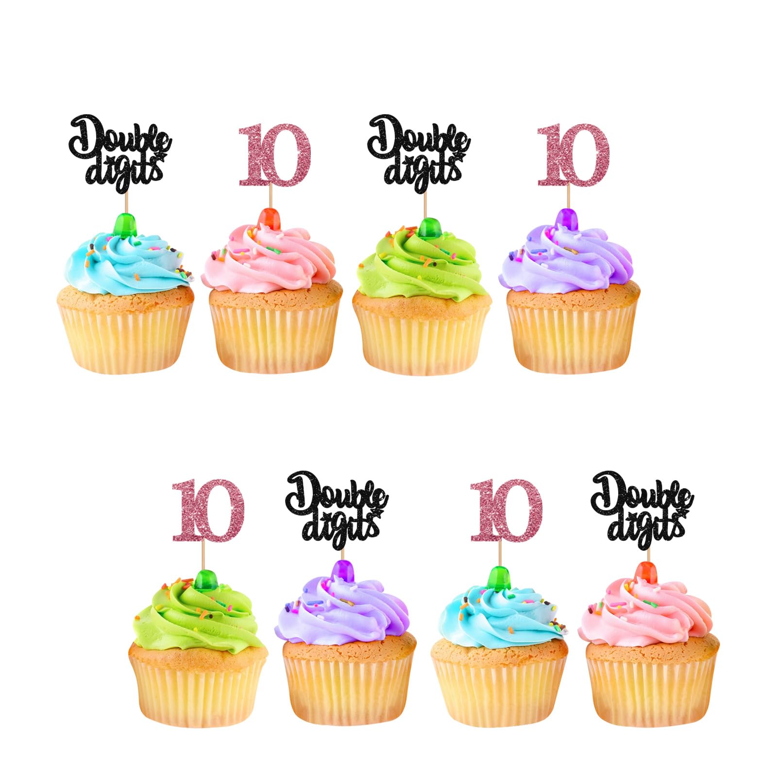 Amazon.com: 24pcs 10th Birthday Cupcake Toppers, Double Digits Cupcake ...