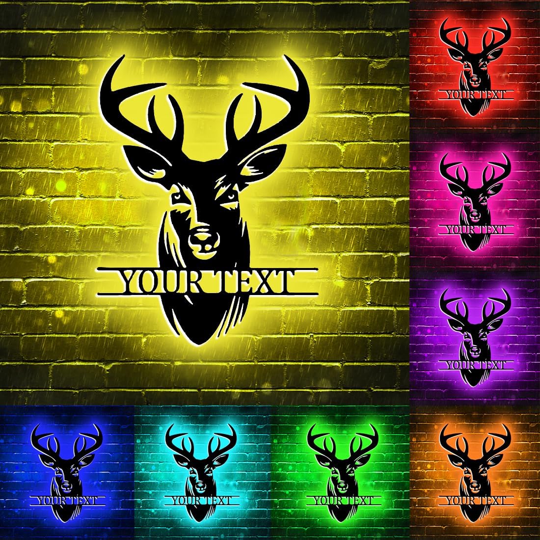 Custom Elk Deer Optical Illusion Night Lights, Personalized LED Neon ...