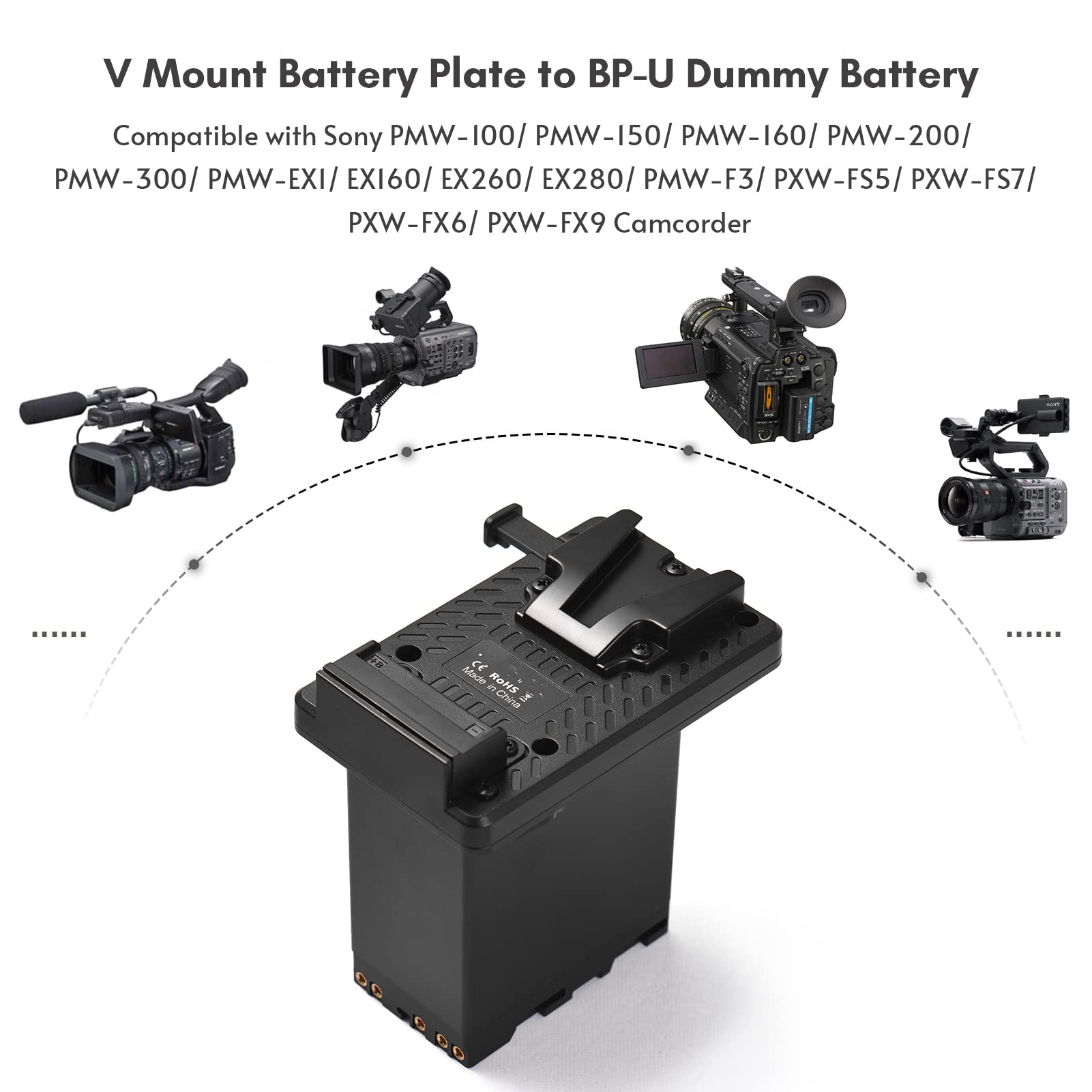 Fomito V-Mount Lock Battery Plate Power Adapter with 15mm Rod Clamp for ...