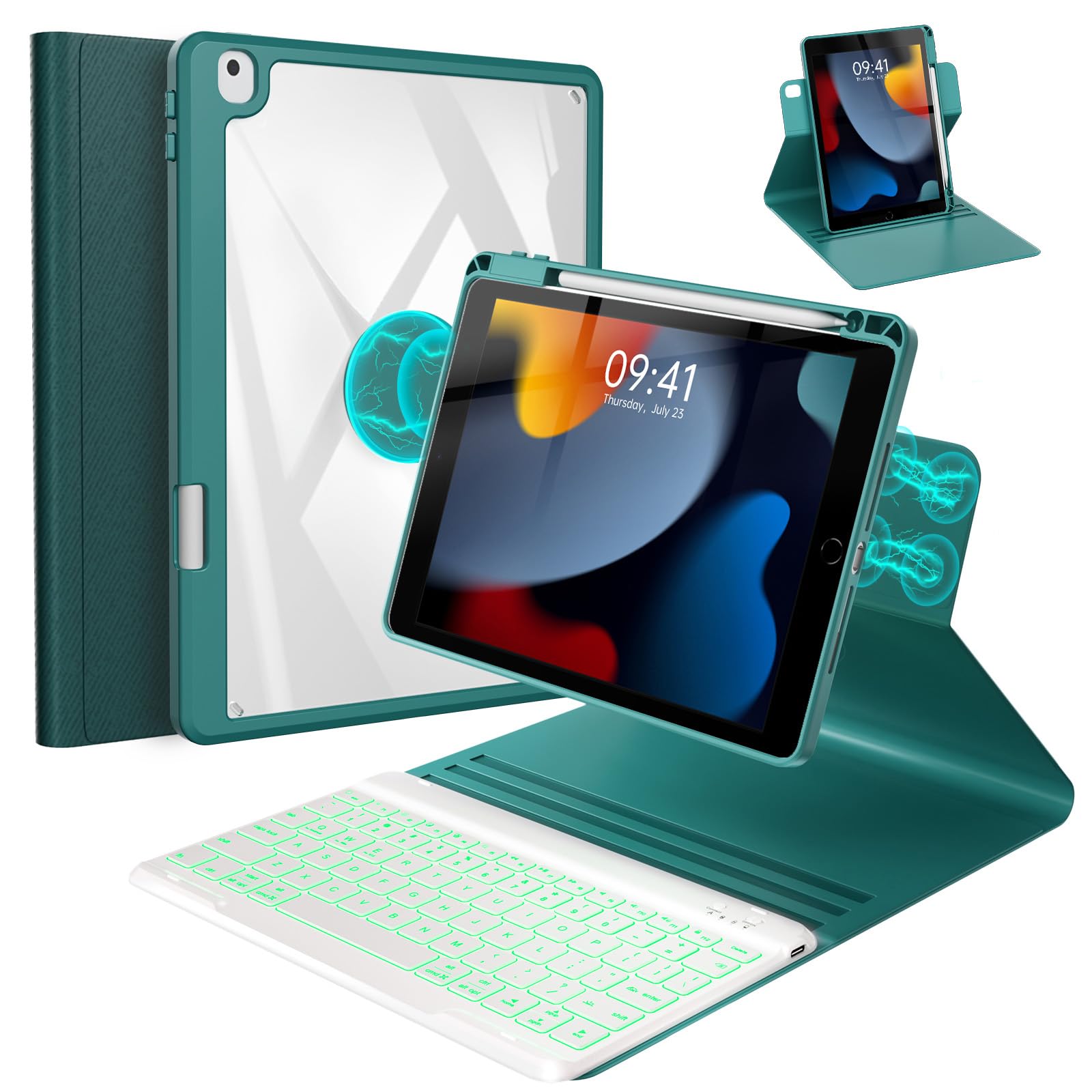 Amazon.com: Keyboard Case for iPad 9th/8th/7th Generation 10.2 Inch,360 ...