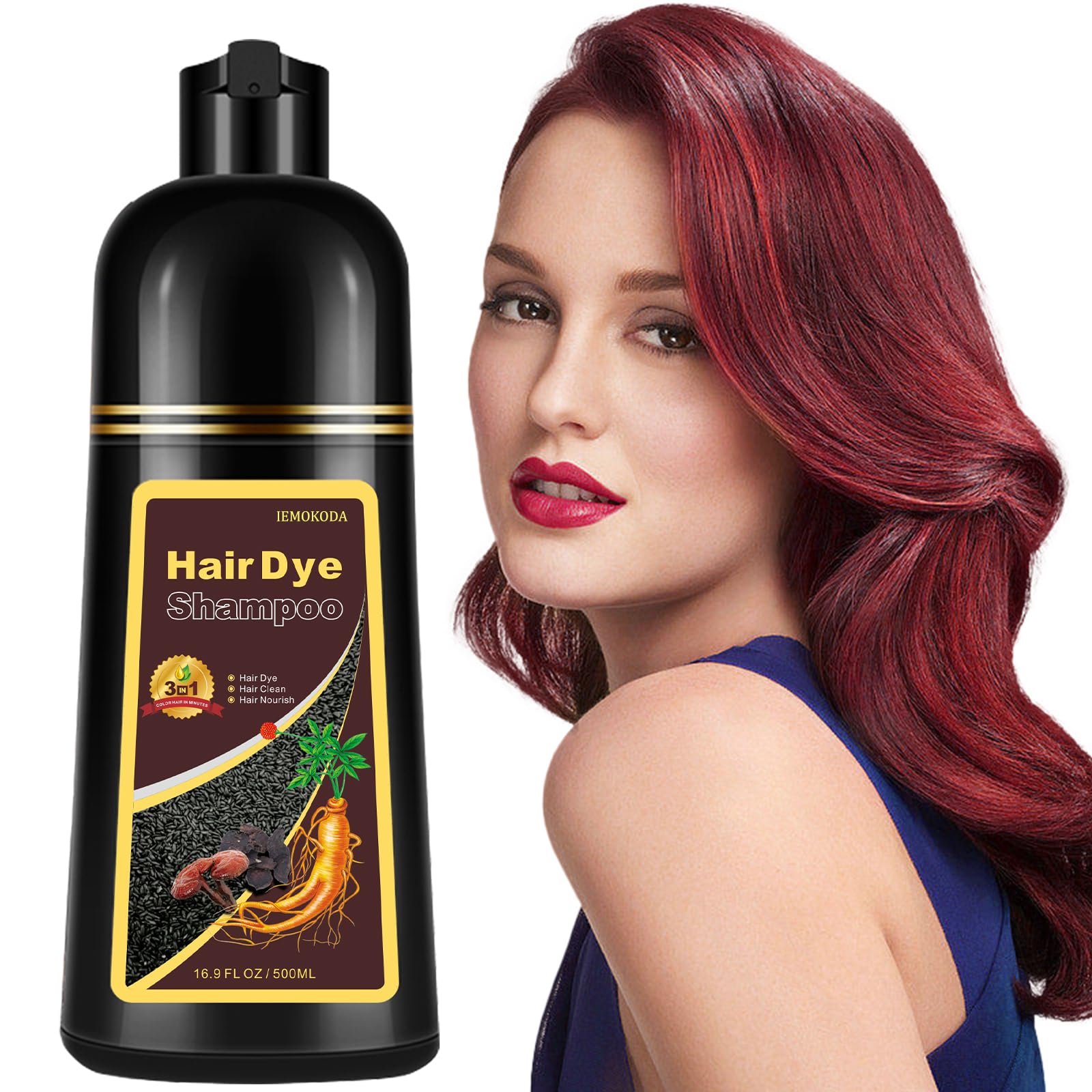 Amazon.com : Natural Wine Red Hair Dye Shampoo for Gray Hair, 3-IN-1 ...