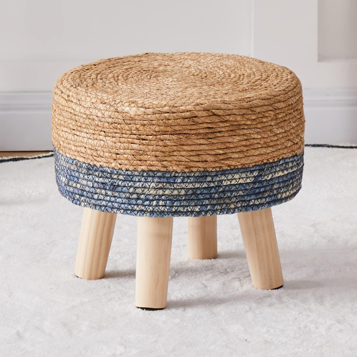 Amazon.com: Cpintltr Foot Stool Natural Seagrass Hand Weave Poufs Round ...