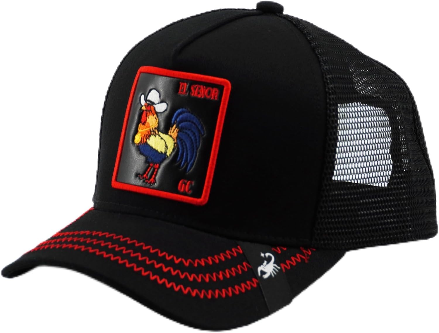 GC Alucin Trucker Hat, Premium Leather Patch, Rooster Design ...