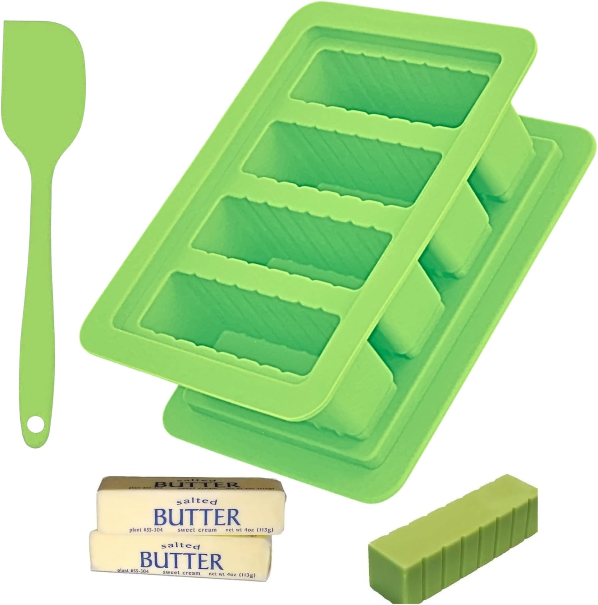 Amazon.com: pizety Large 4 Cavities butter mold silicone green, butter ...