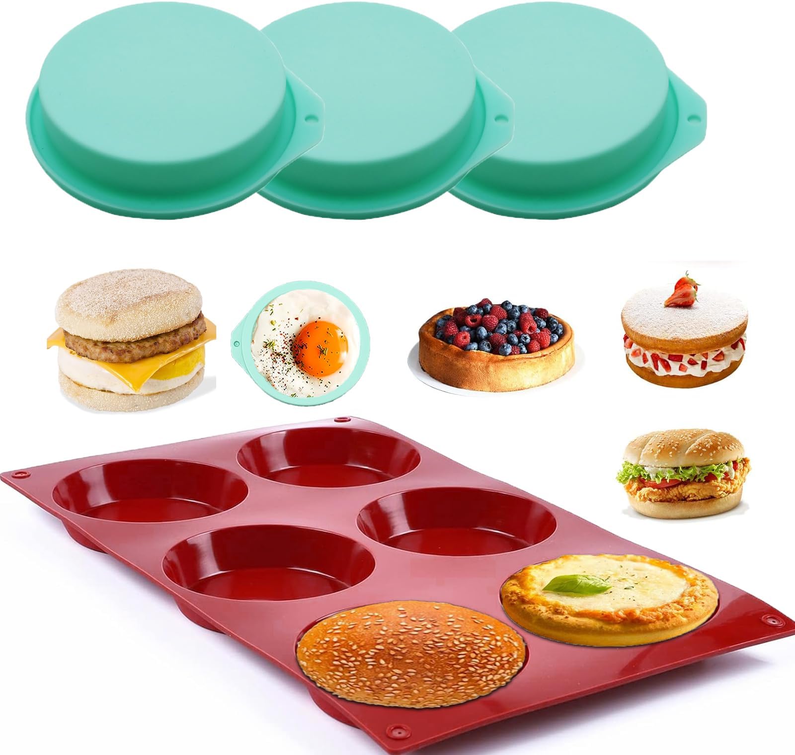 Amazon.com: Webake Silicone Molds for 3 Inch and 4 Inch Round Disc Pan ...