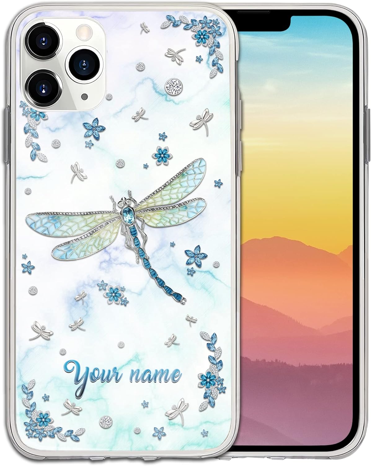 Amazon.com: CASEZILY Personalized Dragonfly Phone Case Custom Name ...