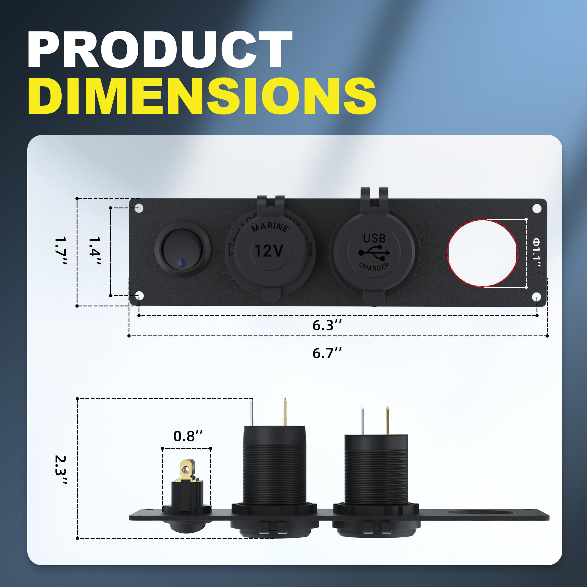 Snapklik.com : 12V USB Outlet Socket Panel 12V DC 48A Dual USB Power ...