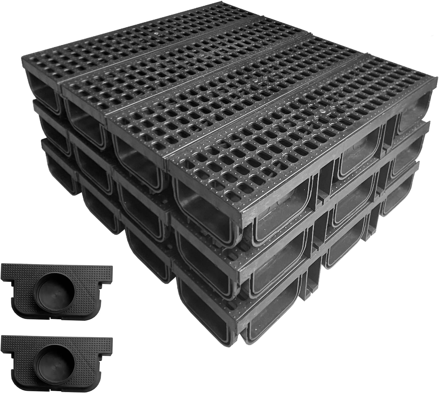 Benfar Trench Drain 39.4x6.1x5.5in 3Pack HDPE Channel Drain with Grates ...