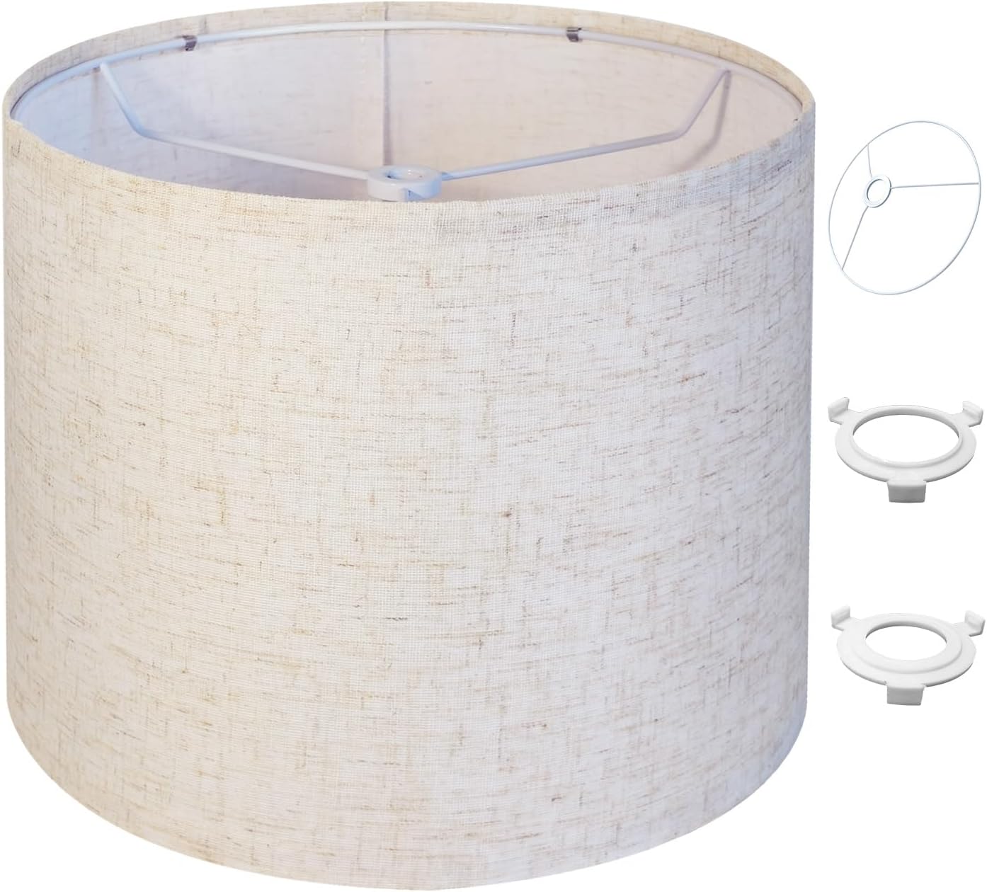 Beige Drum Lamp Shade – 9"x9"x8.3" Linen Lampshade Replacement with ...