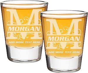 Amazon.com | Personalized Set of 2 Shot Glasses, 2oz Customized Shot ...