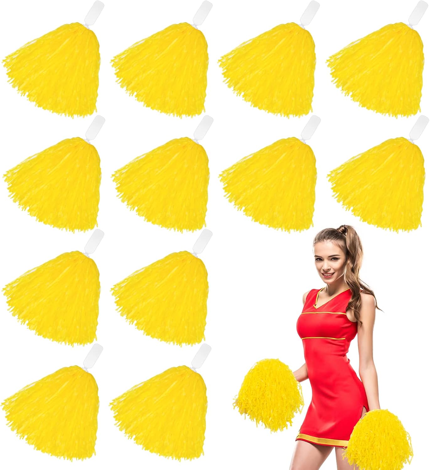 MOCOLOM 12 Pack Cheerleading Pom Poms with Cozy Handle, Fluffy Metallic ...