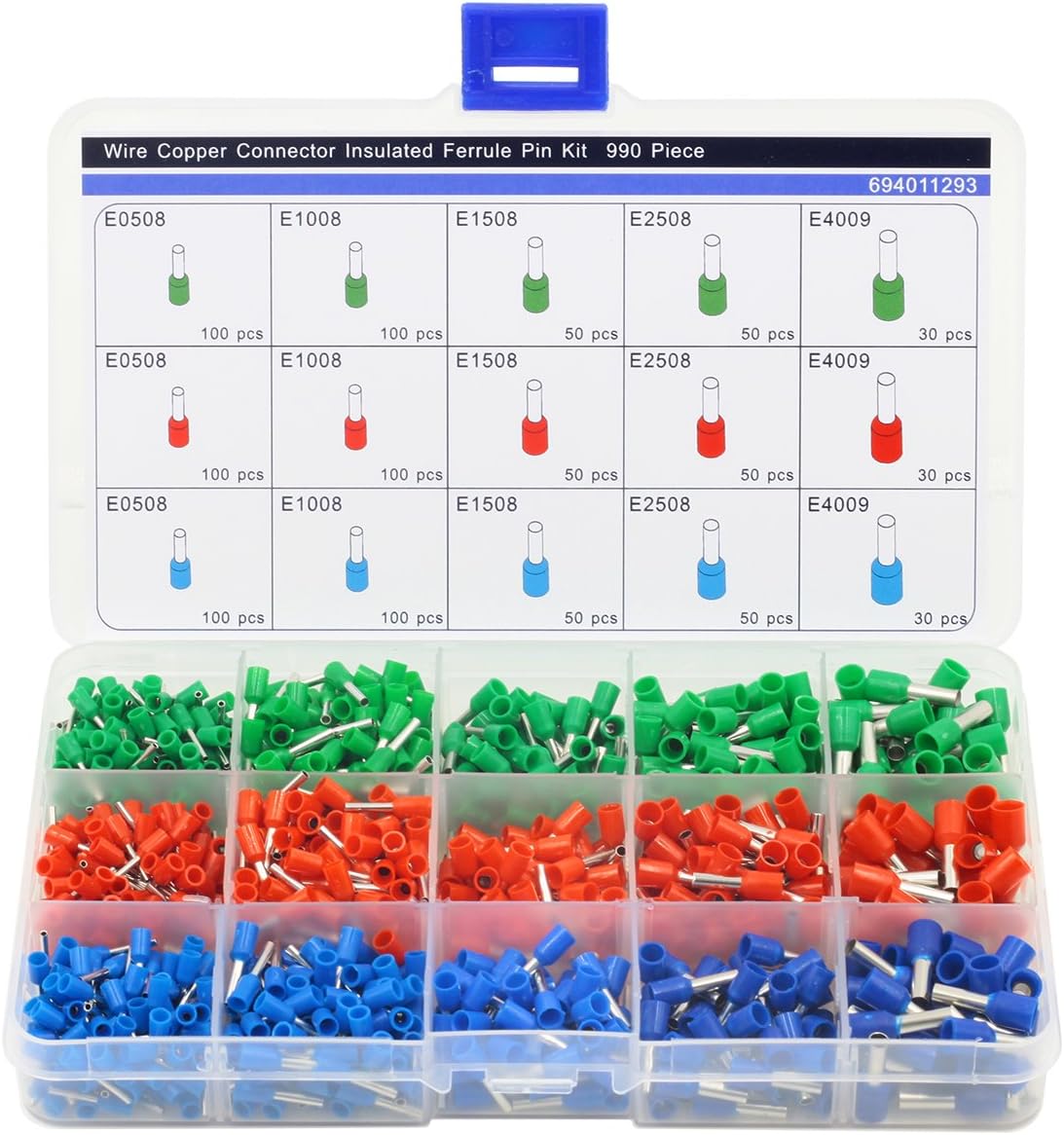 Generic Wire Copper Crimp Connector Insulated Ferrule Pin Cord End ...