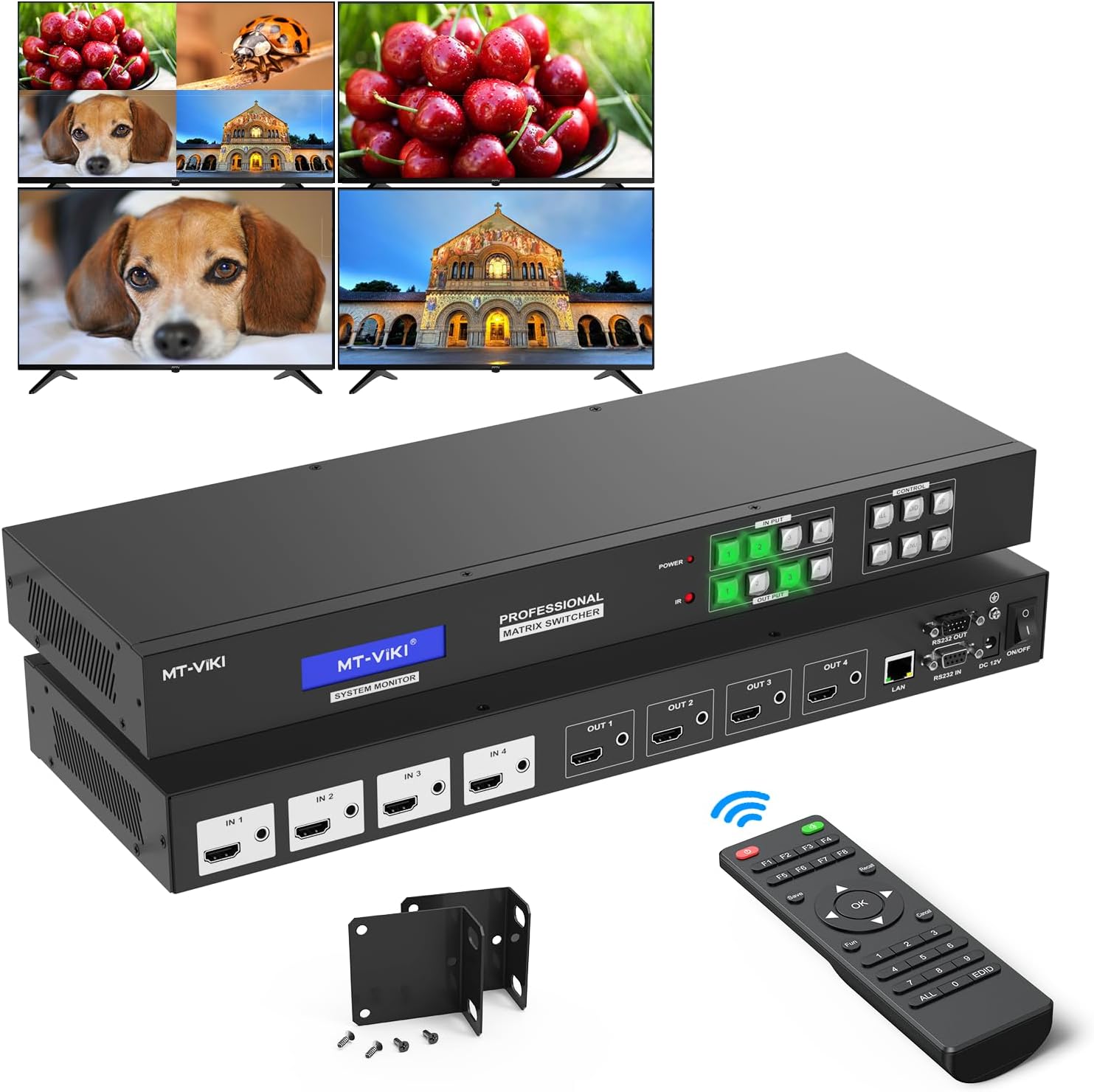 Amazon.com: OREI 4K 4x4 Seamless HDMI Matrix Switch Video Wall Controller Upto 4K@60hz 4:4:4 8 ...