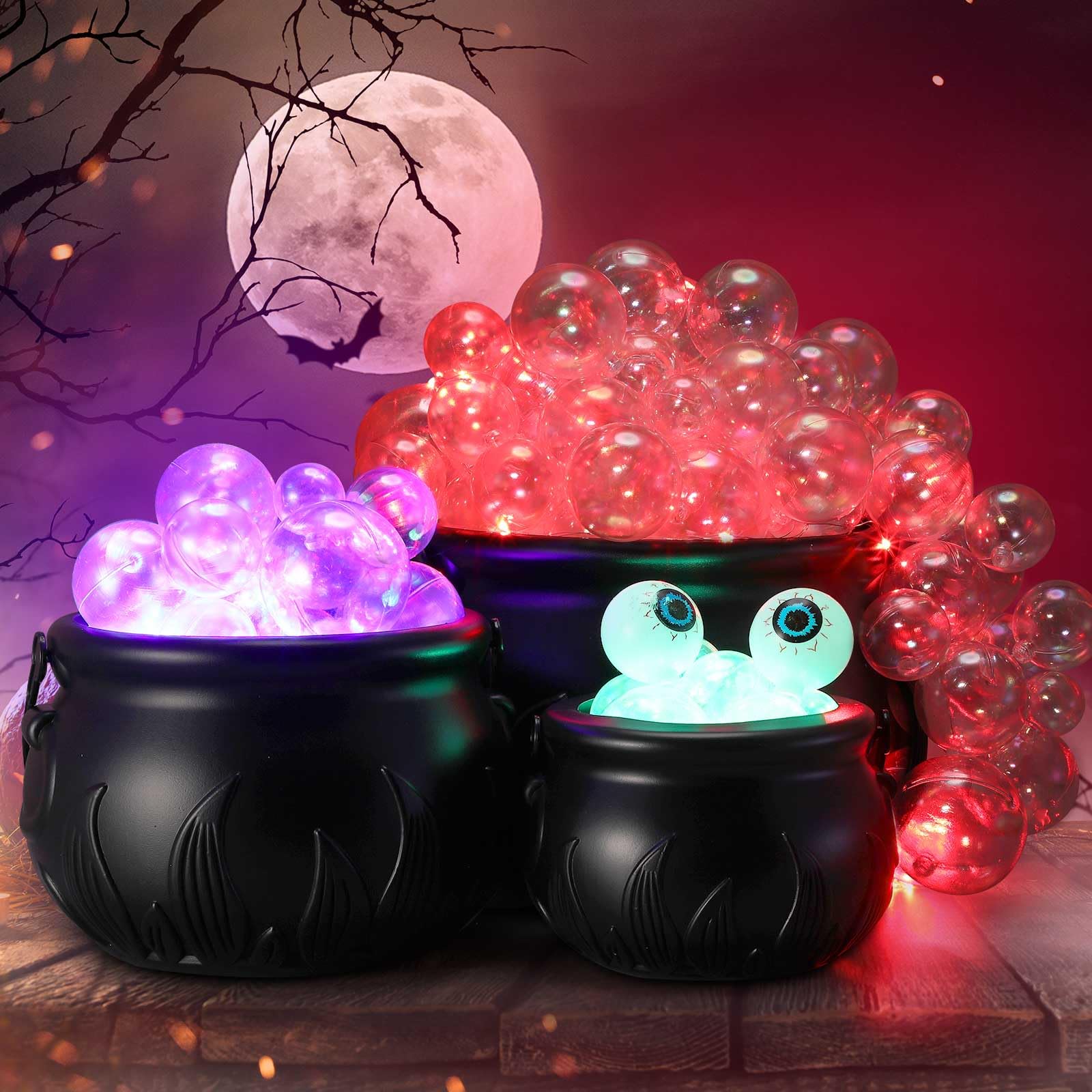 Snapklik.com : Halloween Decor DIY Bubbling Cauldron Set 3 Black ...