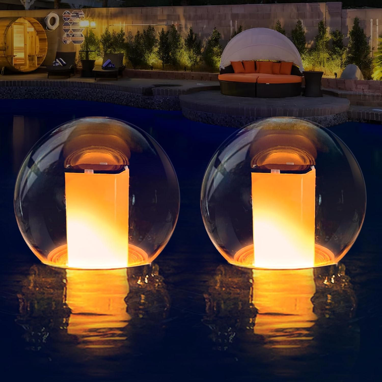 Amazon.com : LanPool Floating Pool Lights, Waterproof Solar Flame Light ...