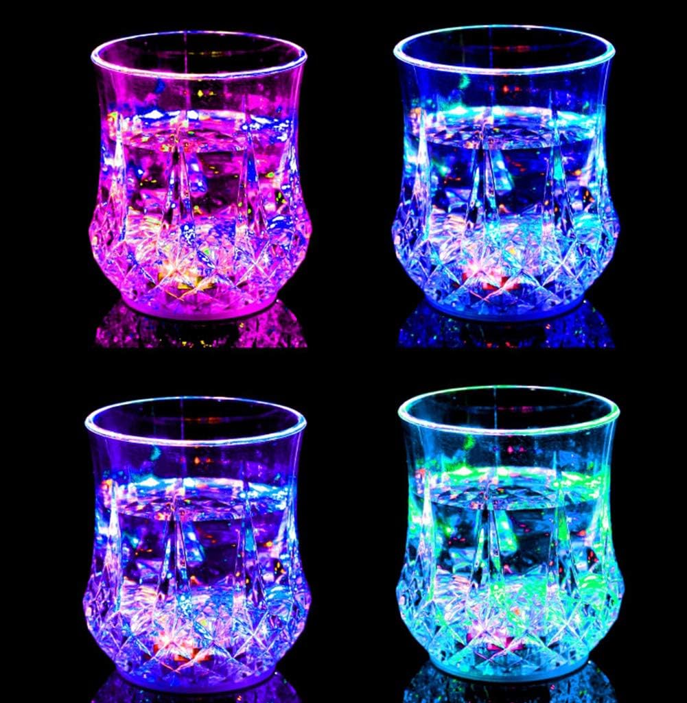 4pcs Flash Light Up Cups Glasses LED Automatic Water Liquid Activated ...